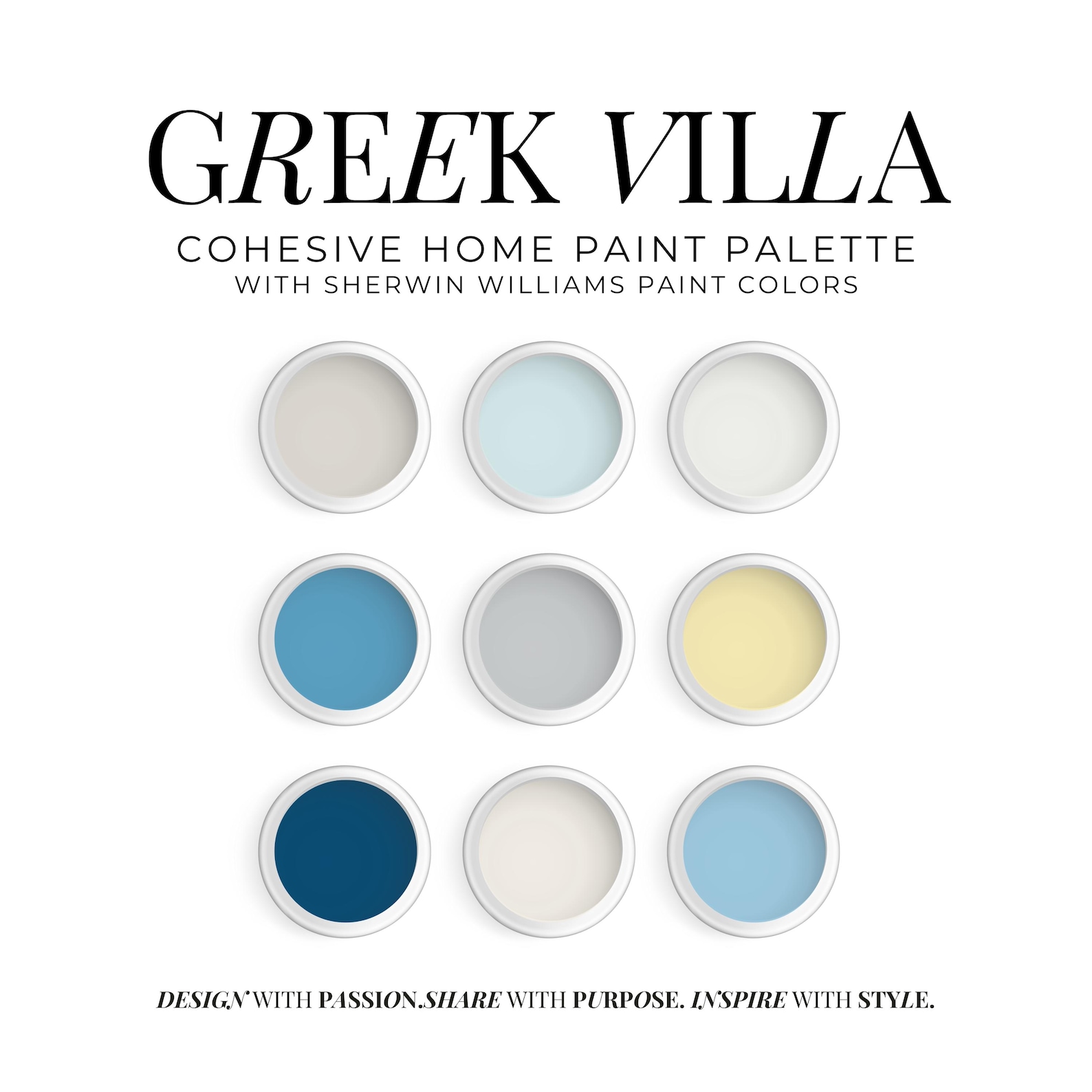 Greek Villa Coastal Paint Palette – Sherwin Williams Color Scheme ...