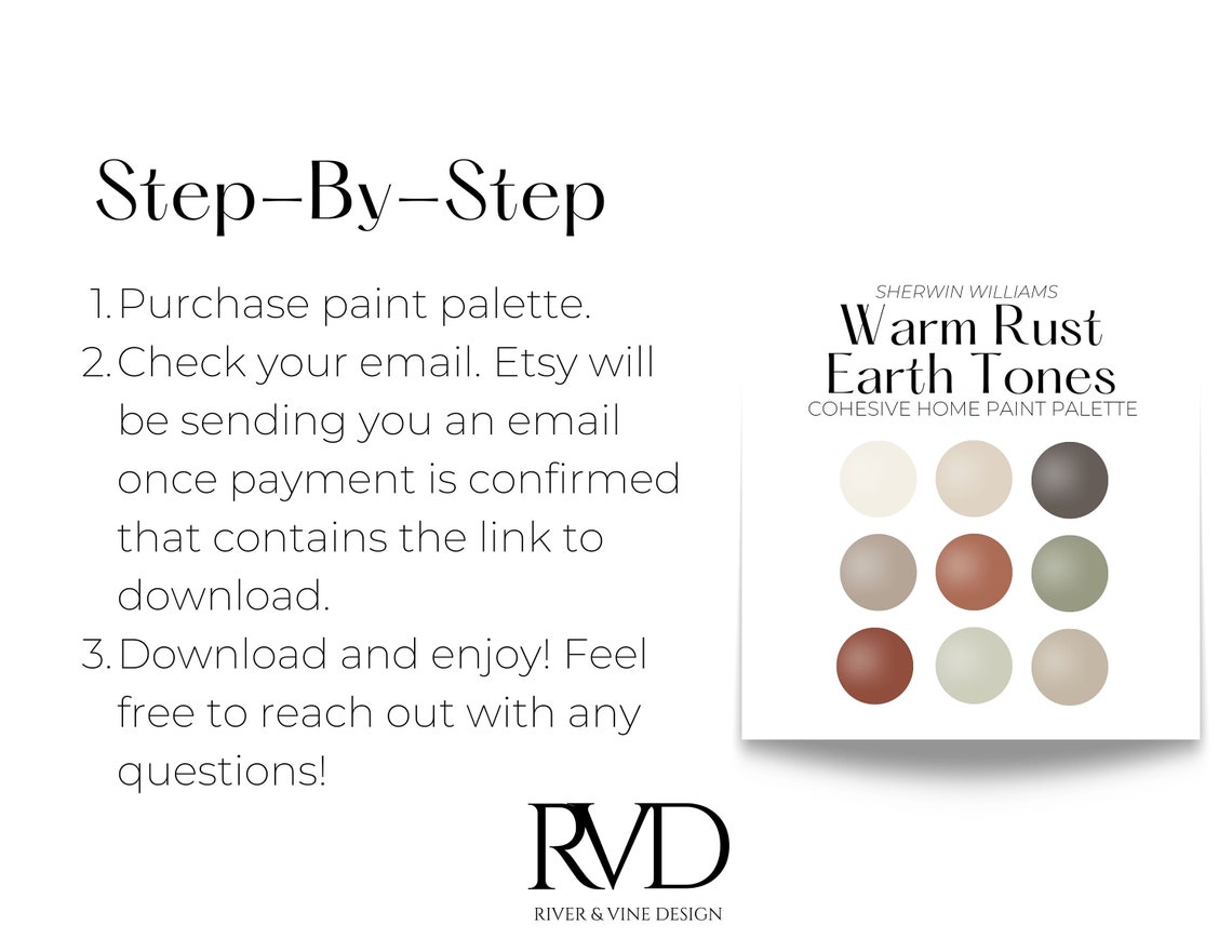 Sherwin Williams Warm Rust Earth Tones Paint Palette Cohesive - Etsy