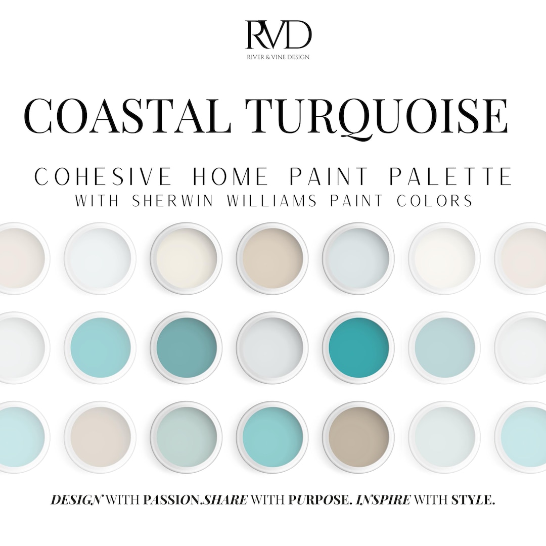 Coastal Turquoise Paint Palette: Whole House Color Scheme (digital ...