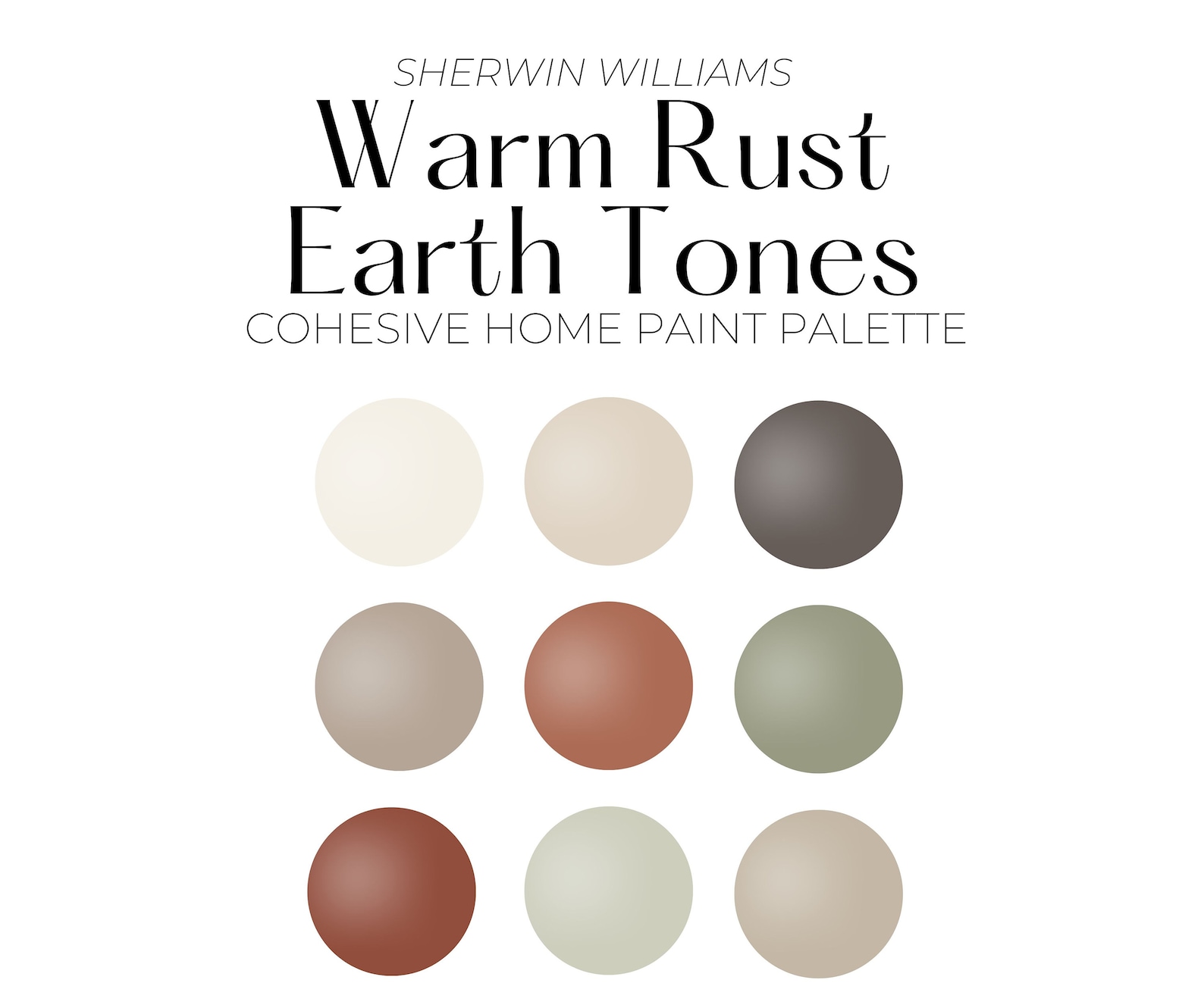 Sherwin Williams Warm Rust Earth Tones Paint Palette, Cohesive Whole ... Sherwin Williams Warm Rust Earth Tones Paint Palette, Cohesive Whole ...