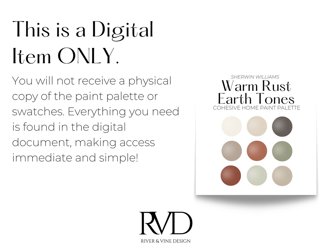 Sherwin Williams Warm Rust Earth Tones Paint Palette Cohesive - Etsy
