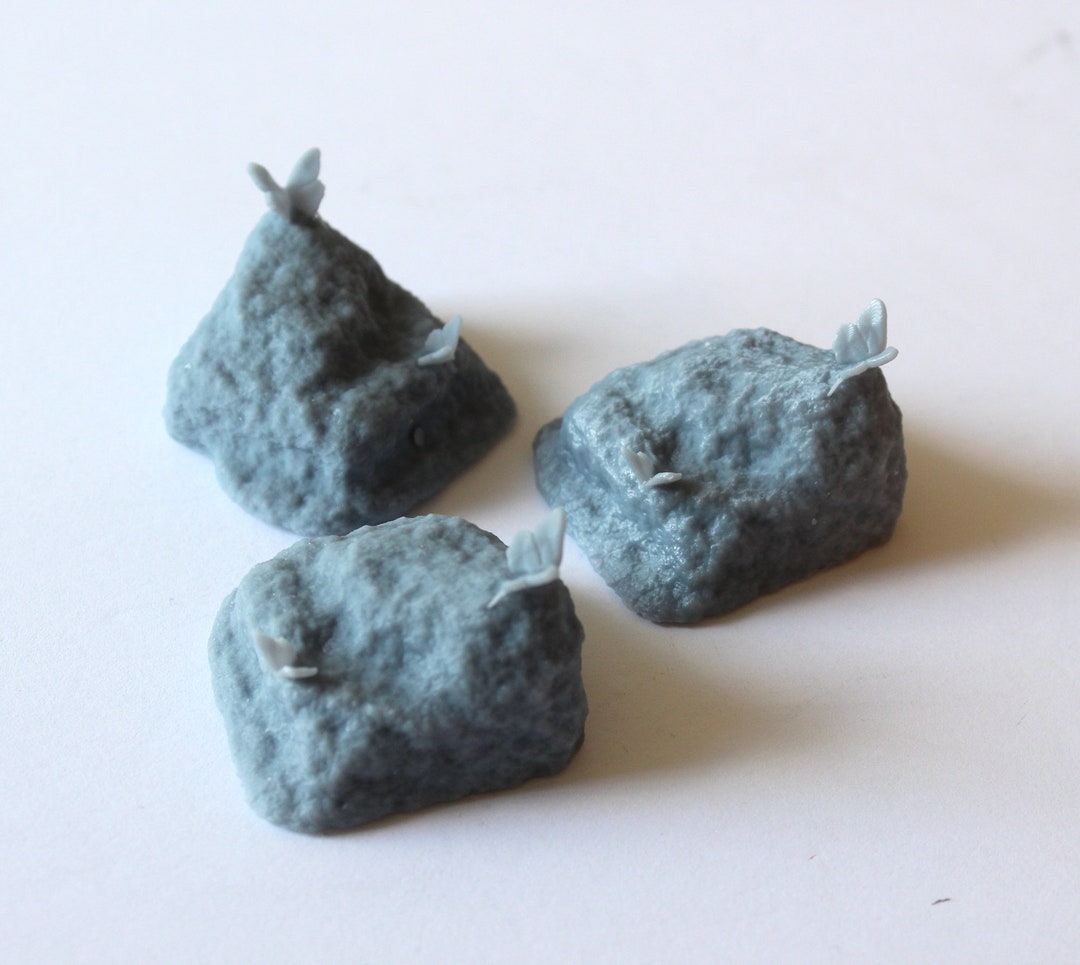 Set of 3 Rock Scatter Terrain With Butterflies in High Quality 3D ...