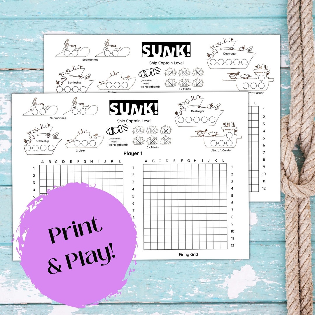 Printable Battleship Game, Board Game, Sea Battle, Printable, Classroom ...