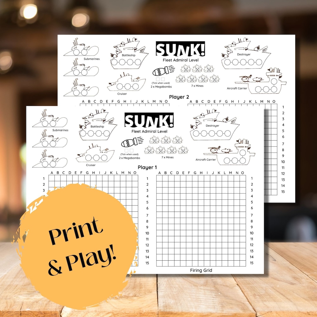 Printable Battleship Game, Board, Sea Battle, Printable, Classroom, Kid ...