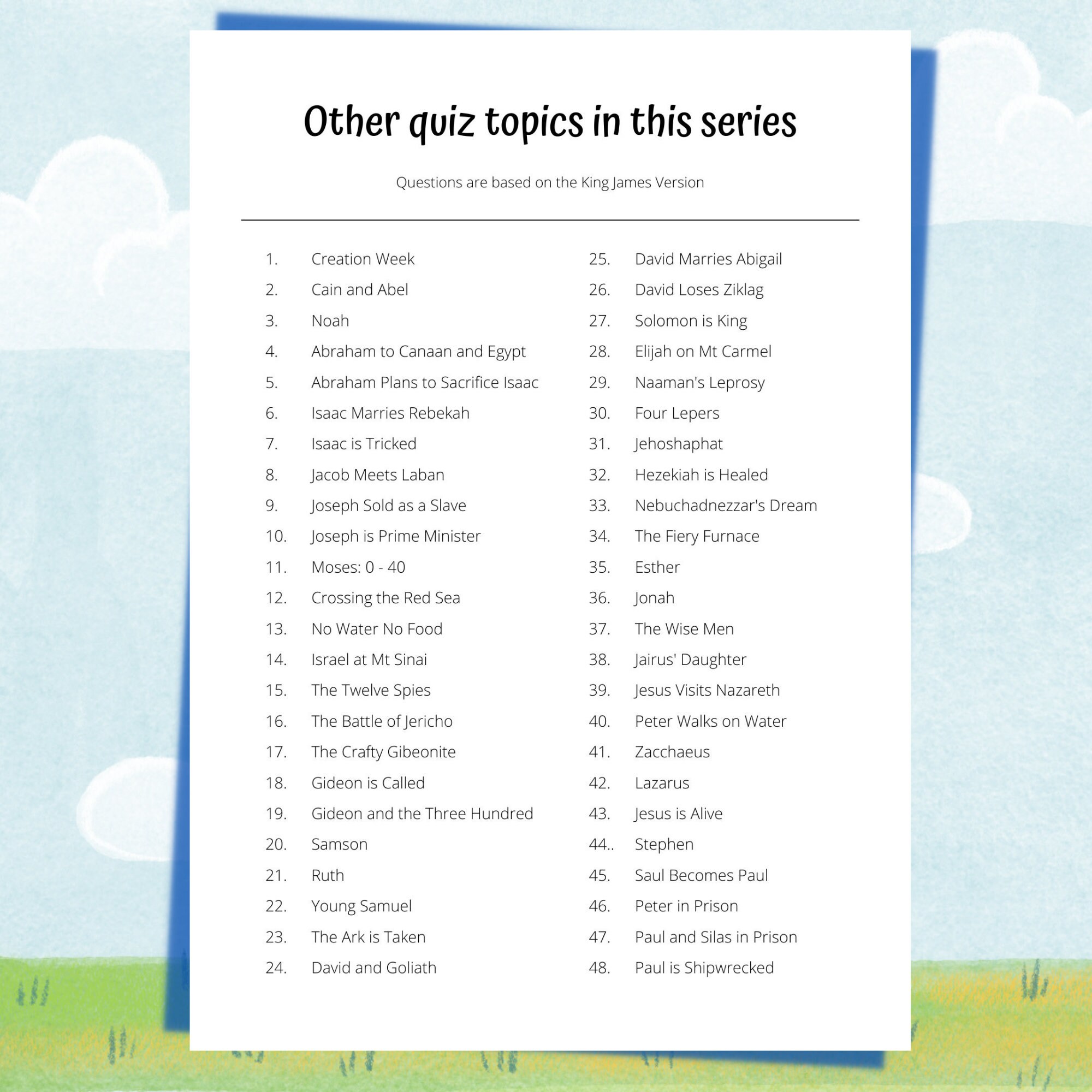 Noah's Ark Bible Quiz, Sunday School Resource (digital Download) - Etsy