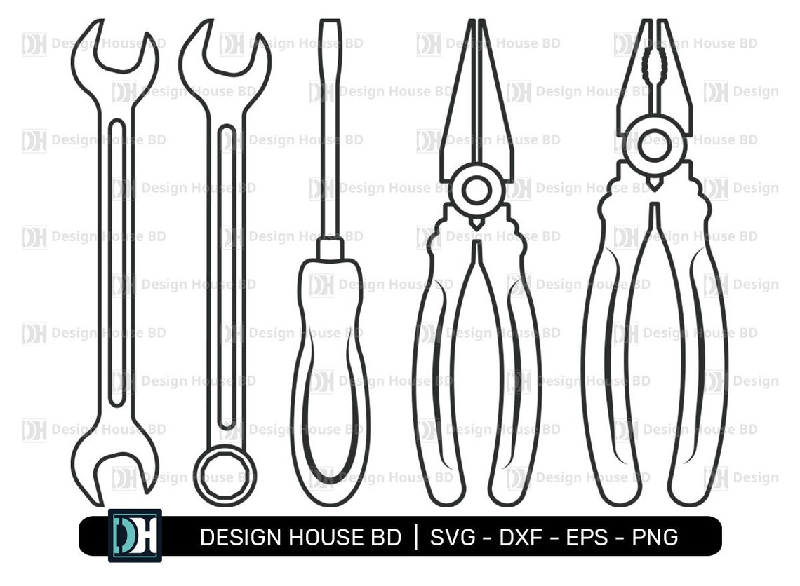 Mechanic Tools Bundle Svg | Tools Silhouette | Tools Outline | Hardware ...