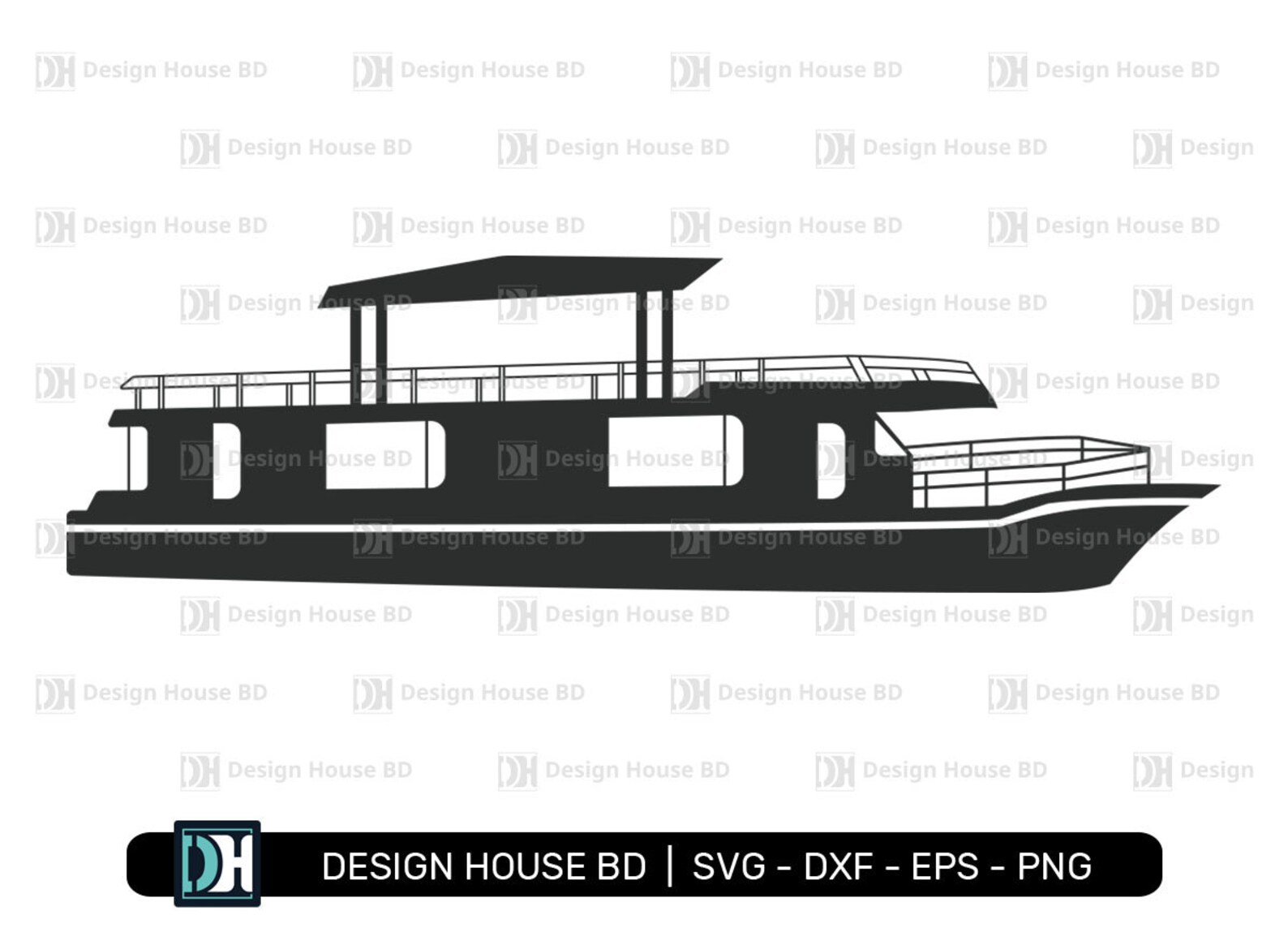 Houseboat SVG, Boat House Svg, Houseboat Clipart, Houseboat Vector ...
