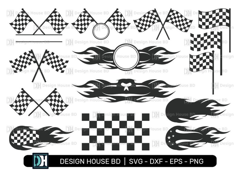 Racing Flag SVG, Bundle SVG, Finish Flags SVG, Topper, Monogram ...