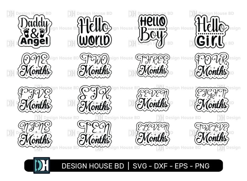 Baby Milestone Rounds Svg Baby Announcement Svg Hello World Svg Birth ...