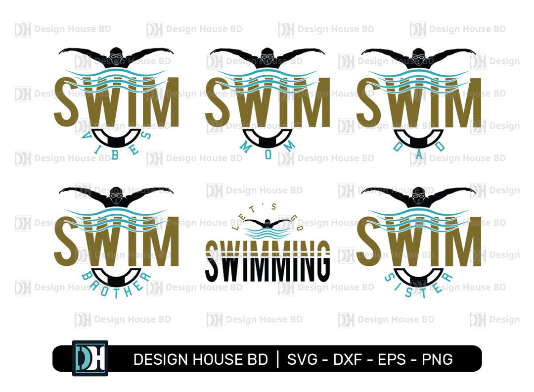 Family Swimming Svg Bundle, Swim Cut File, Swim Mom, Swim Dad, Swim ...