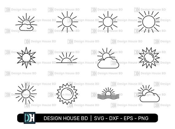 Sun Icons Outline Suns Svg Sun Bundle Icon Bundle Sunrise - Etsy