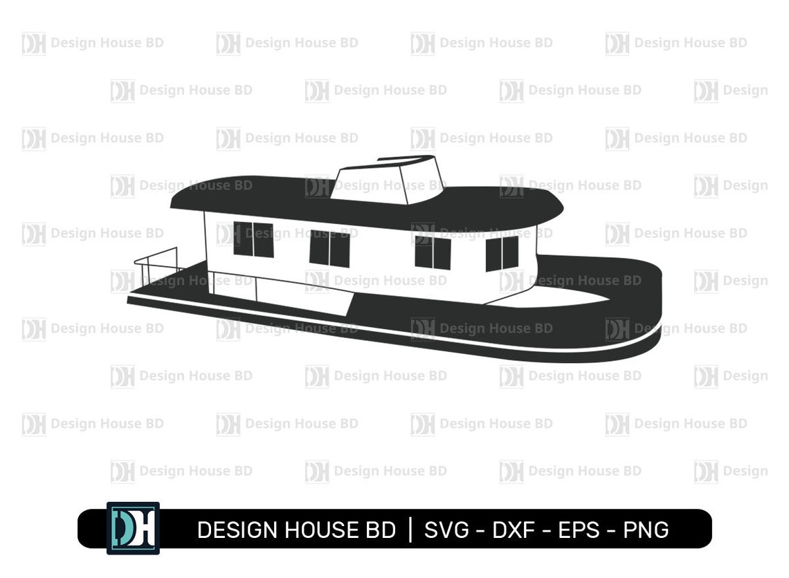Houseboat SVG, Boat House Svg, Houseboat Clipart, Houseboat Vector ...
