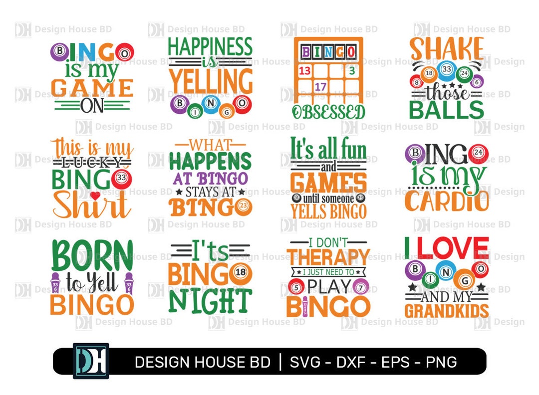 12 Quotes Bingo Bundle, Bingo SVG, Bingo Games Svg, Crazy Bingo, Bingo ...