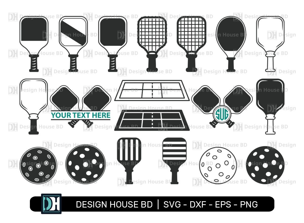 Pickleball Bundle SVG Cut File, Pickleball Paddles Monogram, Pickleball ...