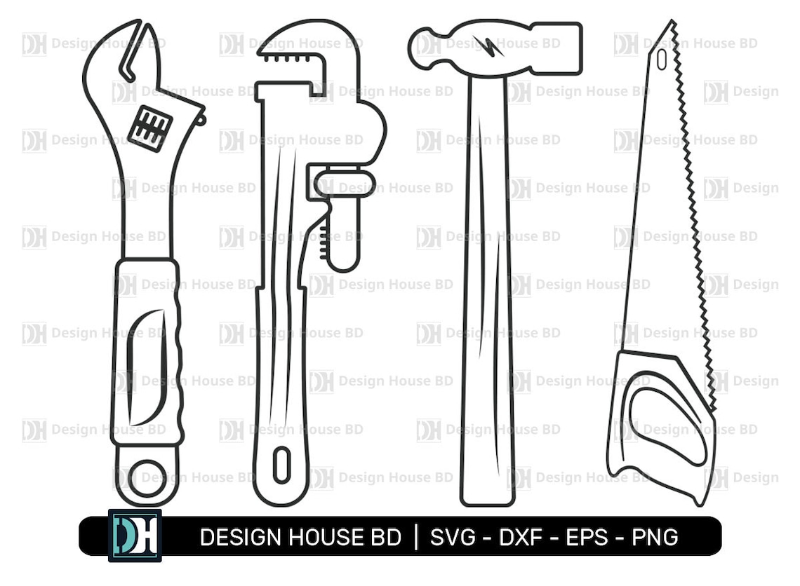 Mechanic Tools Bundle Svg | Tools Silhouette | Tools Outline | Hardware ...