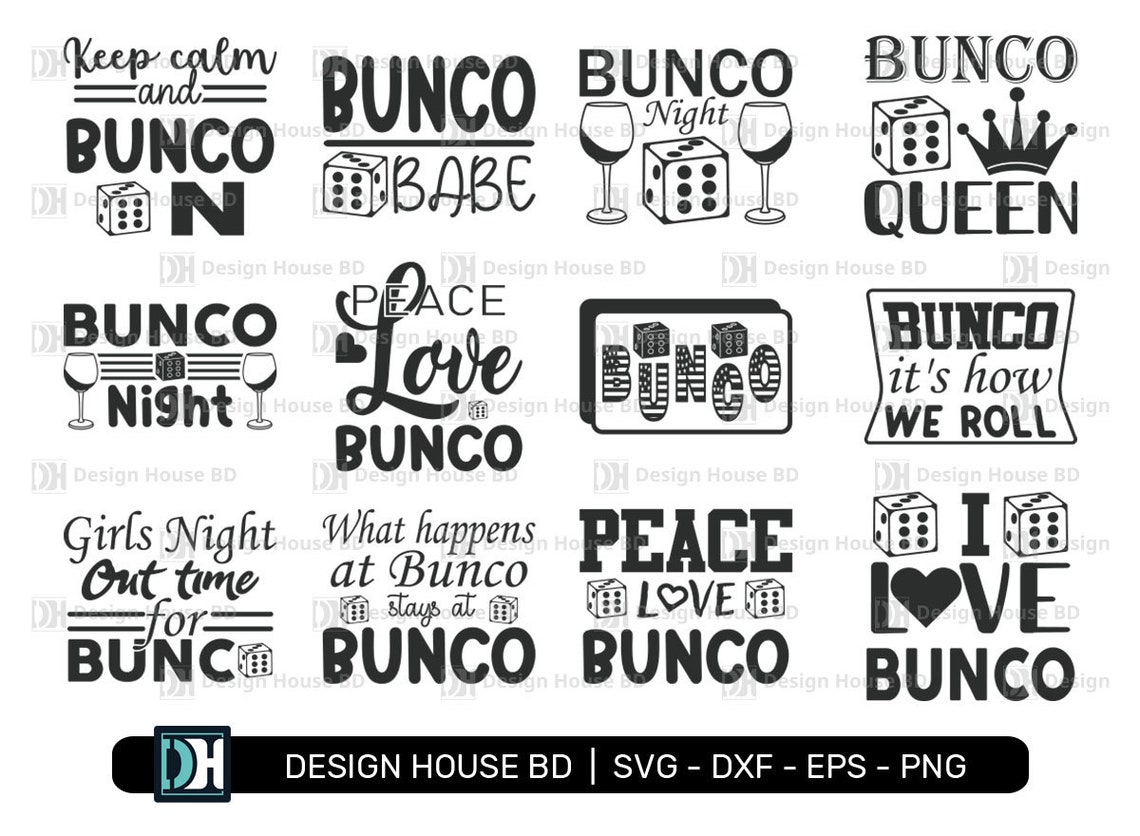 Dice Svg File, Bunco Svg, Bunco Monogram, Piece Love Bunco Svg, Casino ...