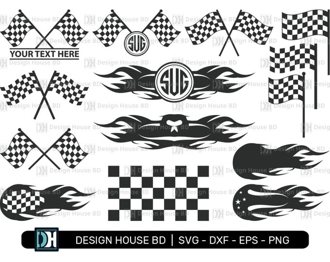 Racing Flag Svg, Png, Checkered Flag Svg, Monogram Trophy Svg, Racing ...
