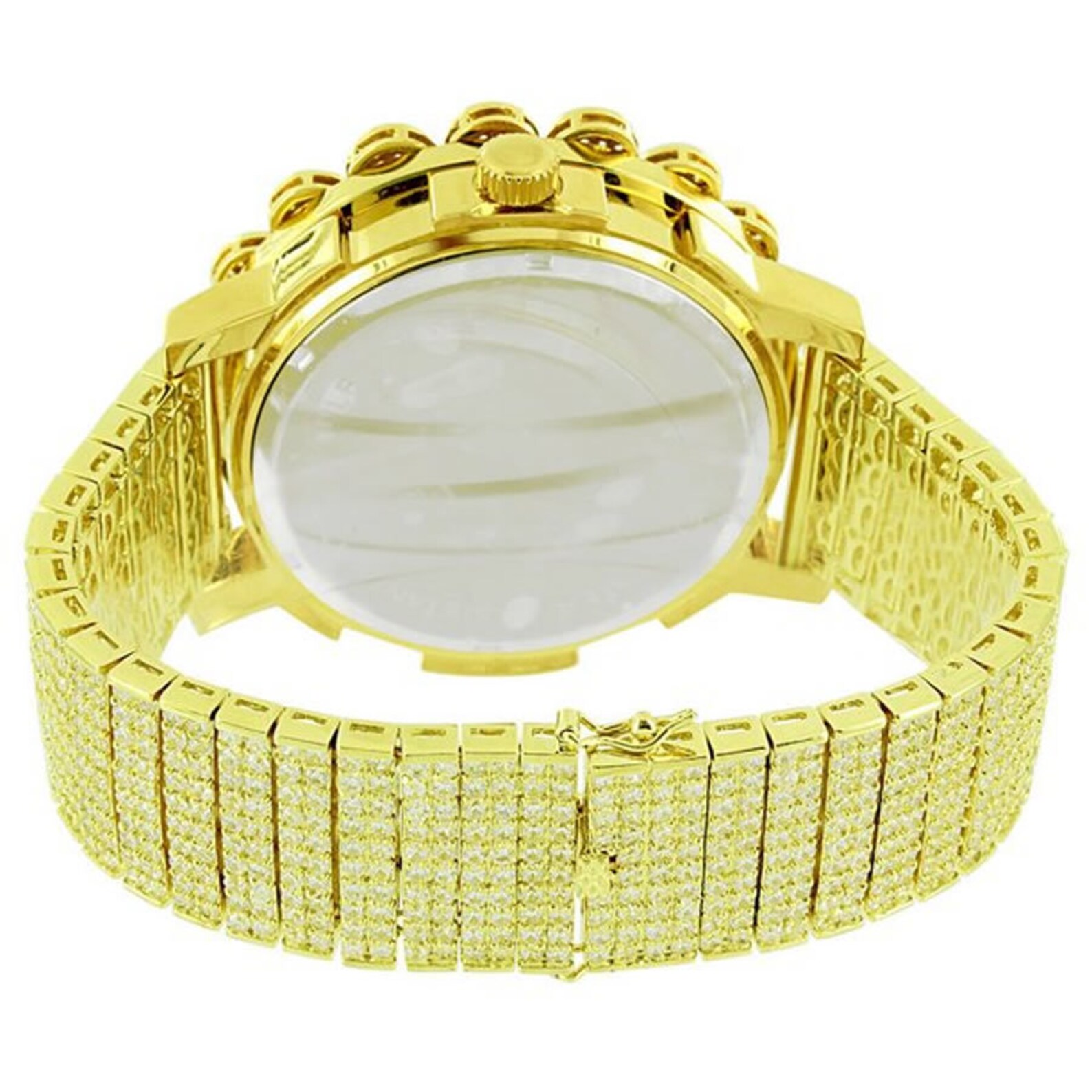 Roman Numbers Dial Simulated Diamond 18K Gold Tone 5 ATM Water ...