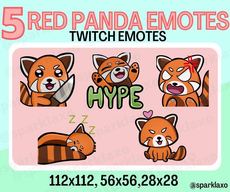5 CUTE Red Panda EMOTES / Twitch/ Emotes/ Instant Download - Etsy