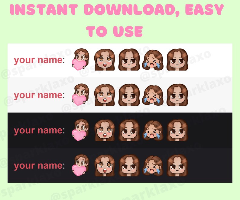 5 Chibi Girl Twitch Emotes / Instant Download/ Free Shipping / Brown ...