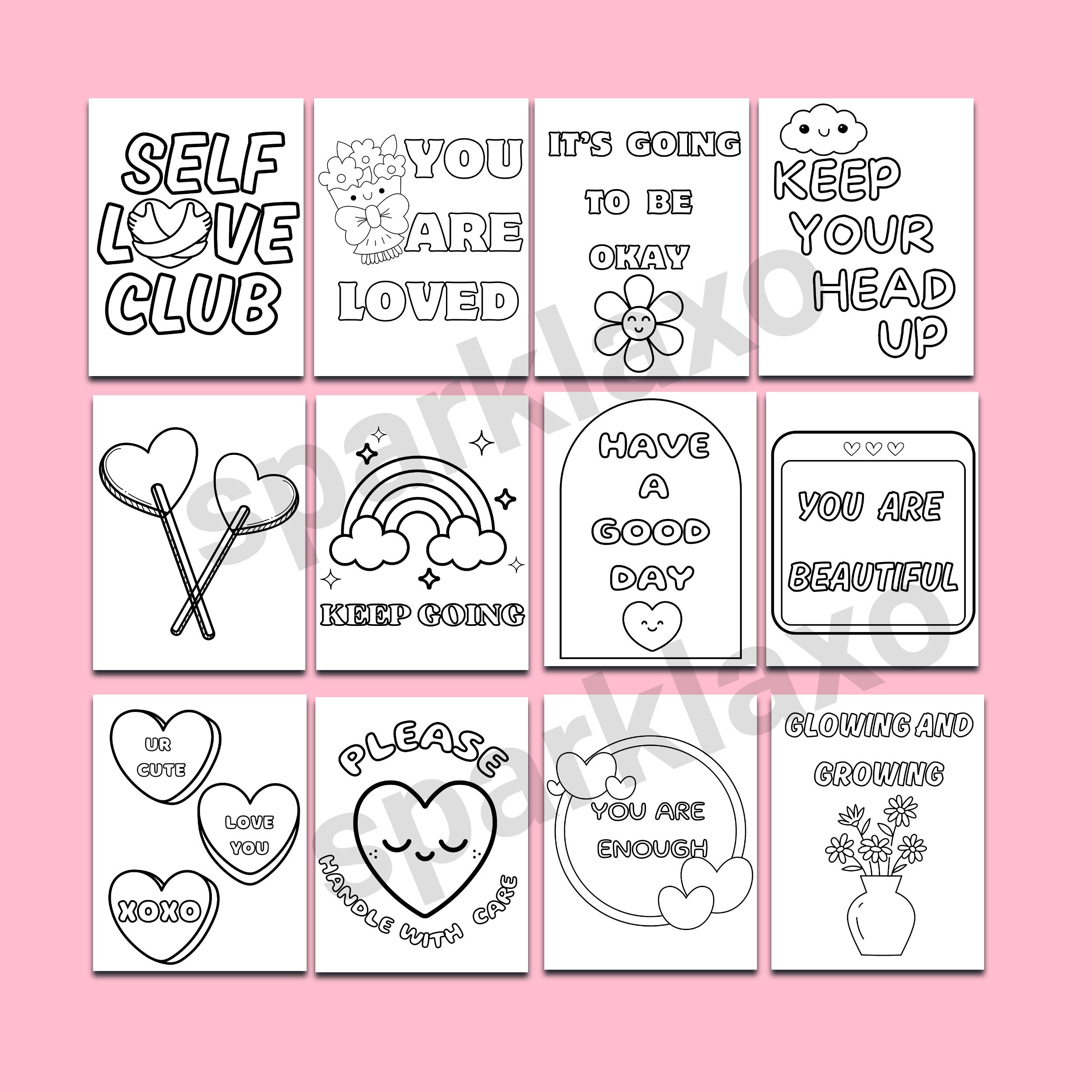 SELF LOVE COLORING Book Mental Health Simple & Cute Printable/ Digital ...