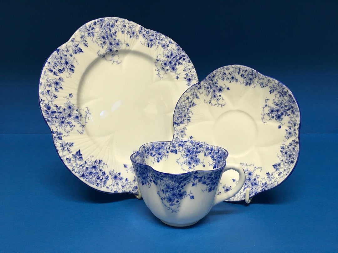 Wonderful Shelley China Dainty Blue Trio - Etsy