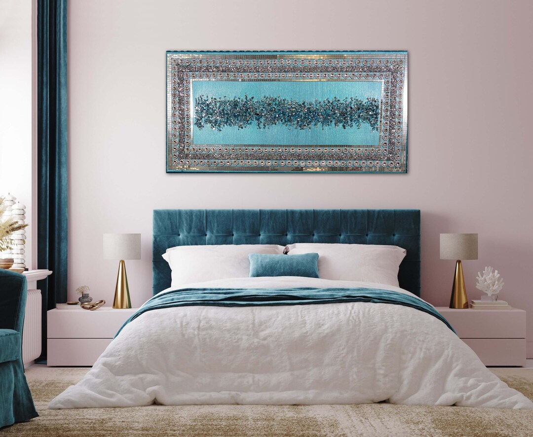 Beautiful Hand Framed Turquoise Bling Canvas!!! - Etsy