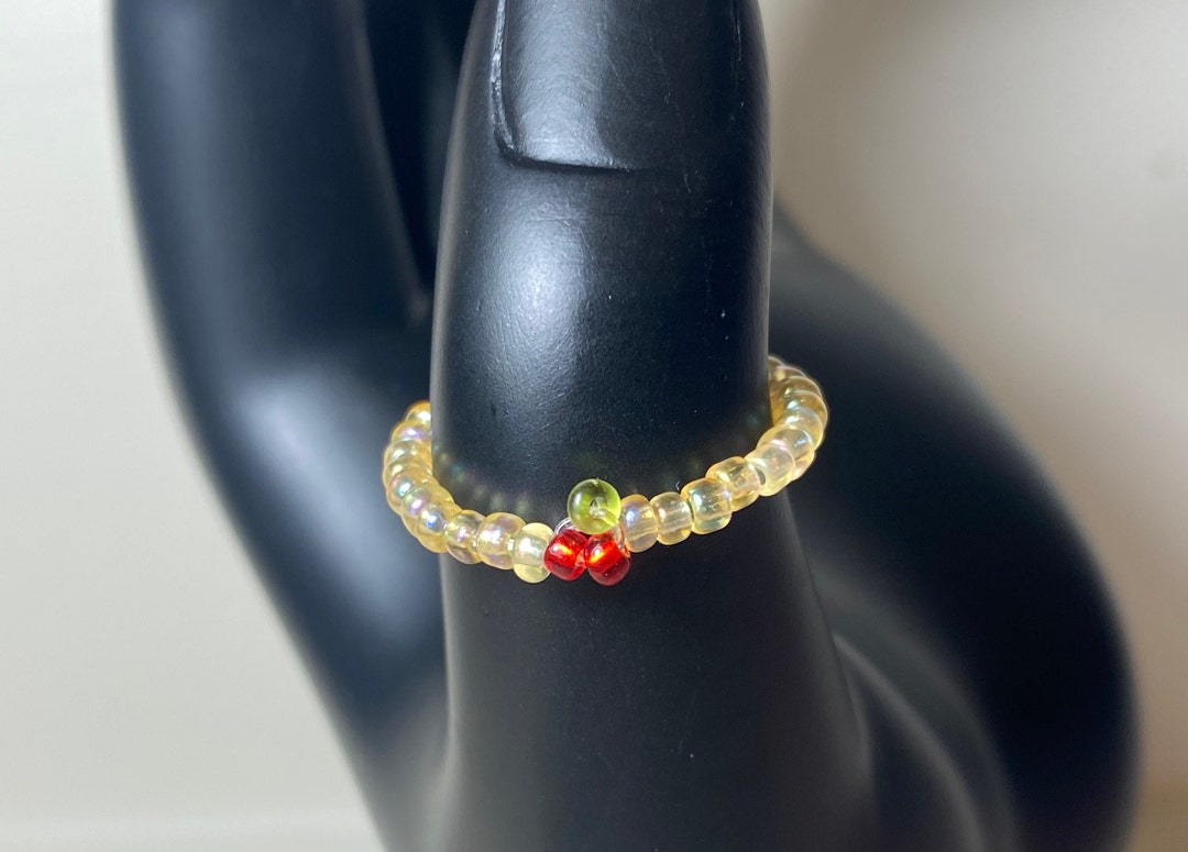 Cherry Beaded Ring - Etsy