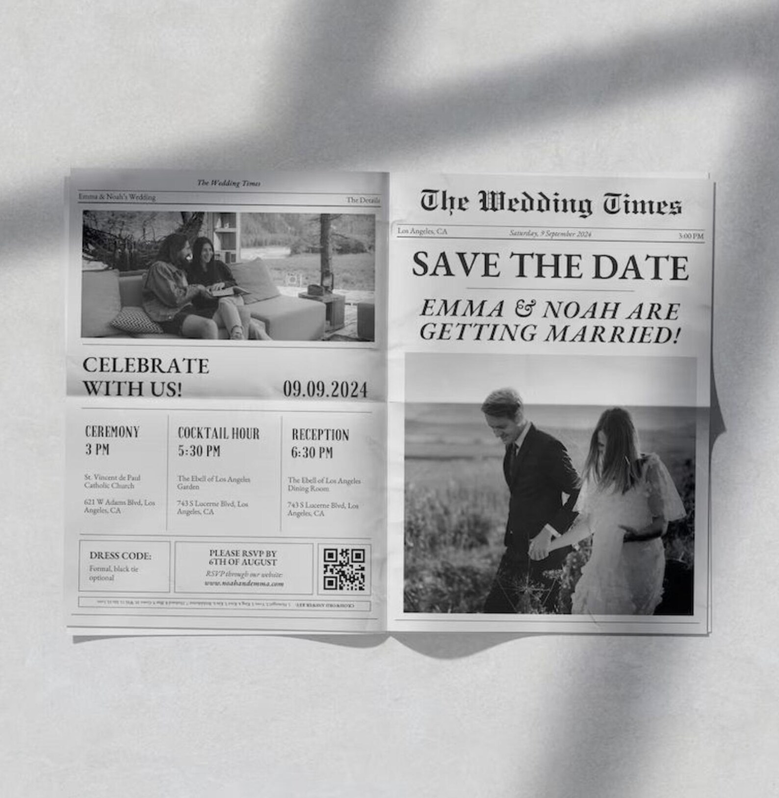 Fully Editable Digital Save-the-date Newspaper Poster | Unique Wedding ...