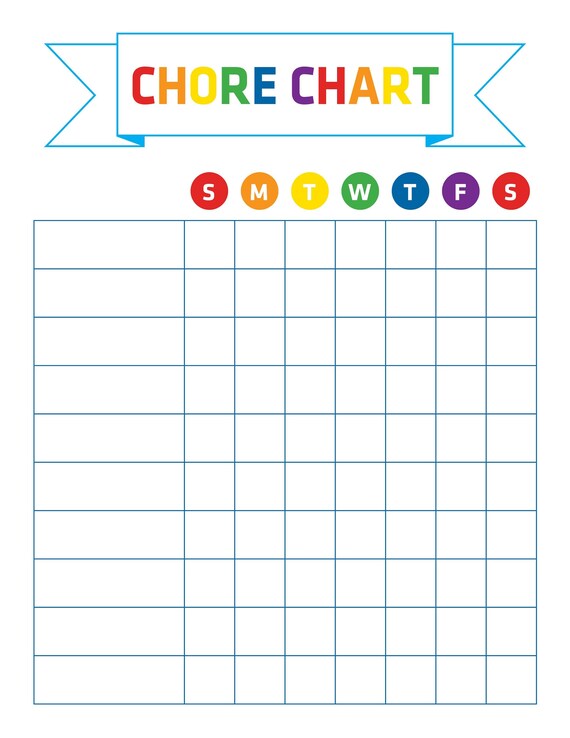 Chore Chart. Digital File. Instant Download. - Etsy