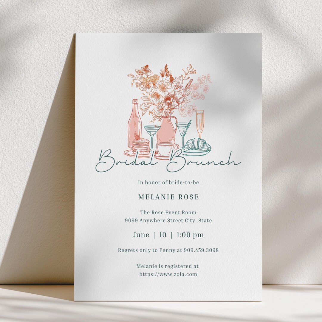 Bridal Brunch Invitation Template, Minimalist Shower Invites (digital ...