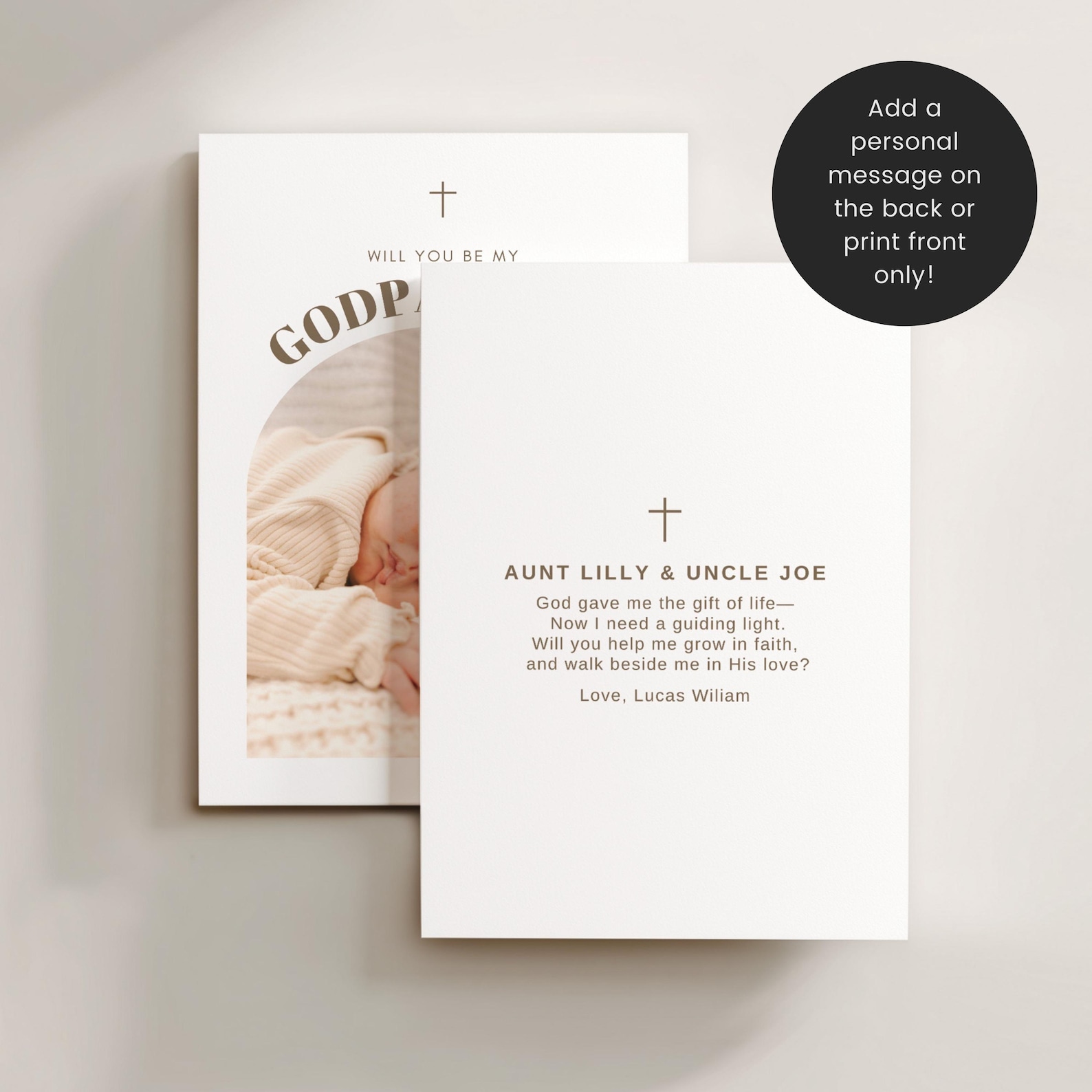 Godparent Proposal Card Template: Will You Be My Godfather, Godmother ...
