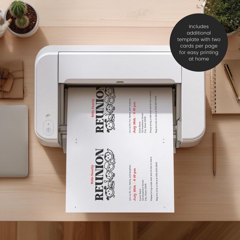 Retro Family Reunion Invitation: Editable Template (digital Download ...