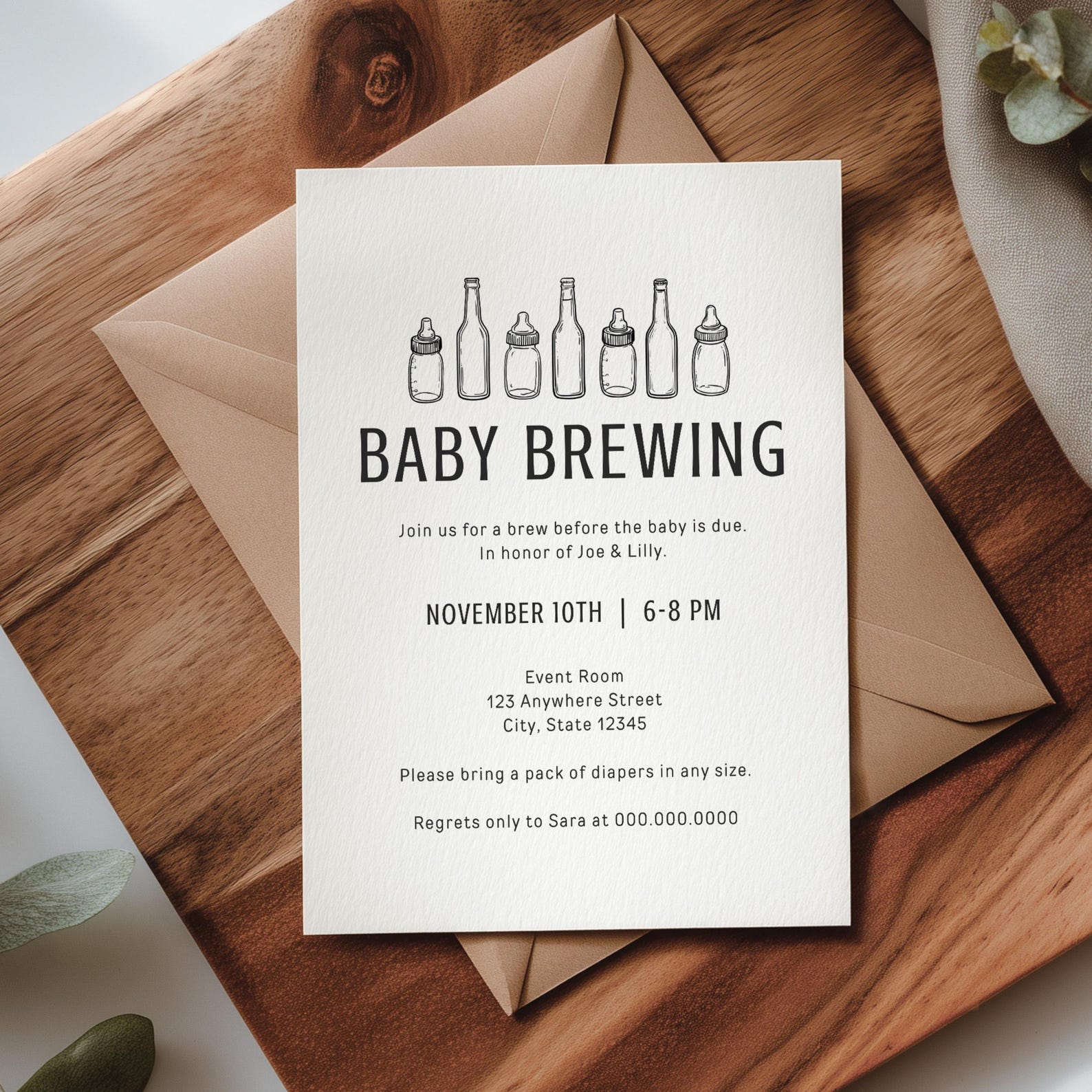 Diaper Keg Invitation, Baby Brewing, Diaper Party Invite: Editable Baby ...