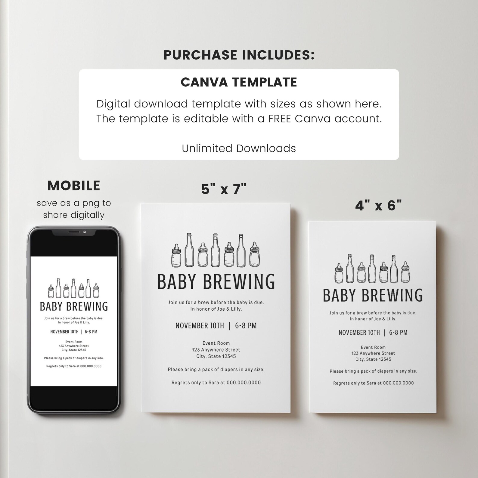 Diaper Keg Invitation, Baby Brewing, Diaper Party Invite: Editable Baby ...