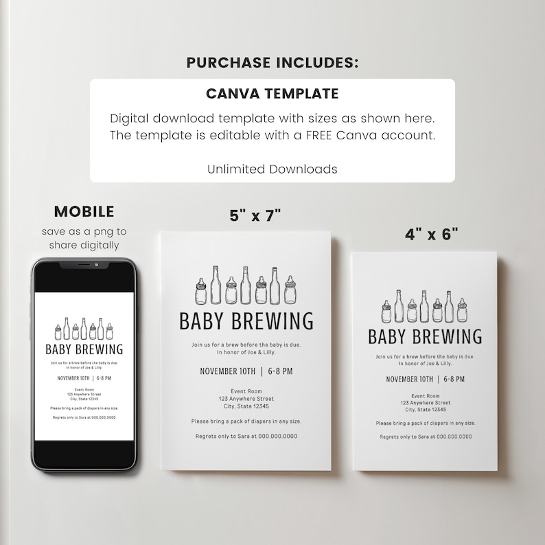 Diaper Keg Invitation, Baby Brewing, Diaper Party Invite: Editable Baby ...