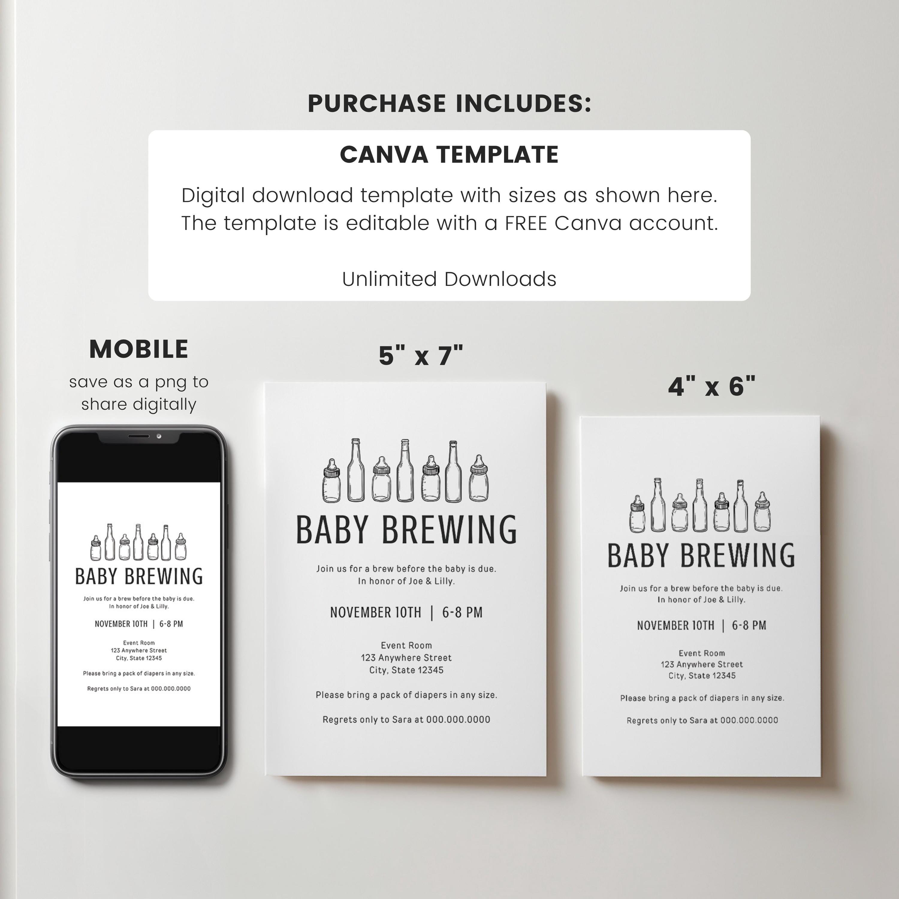 Diaper Keg Invitation, Baby Brewing, Diaper Party Invite: Editable Baby ...