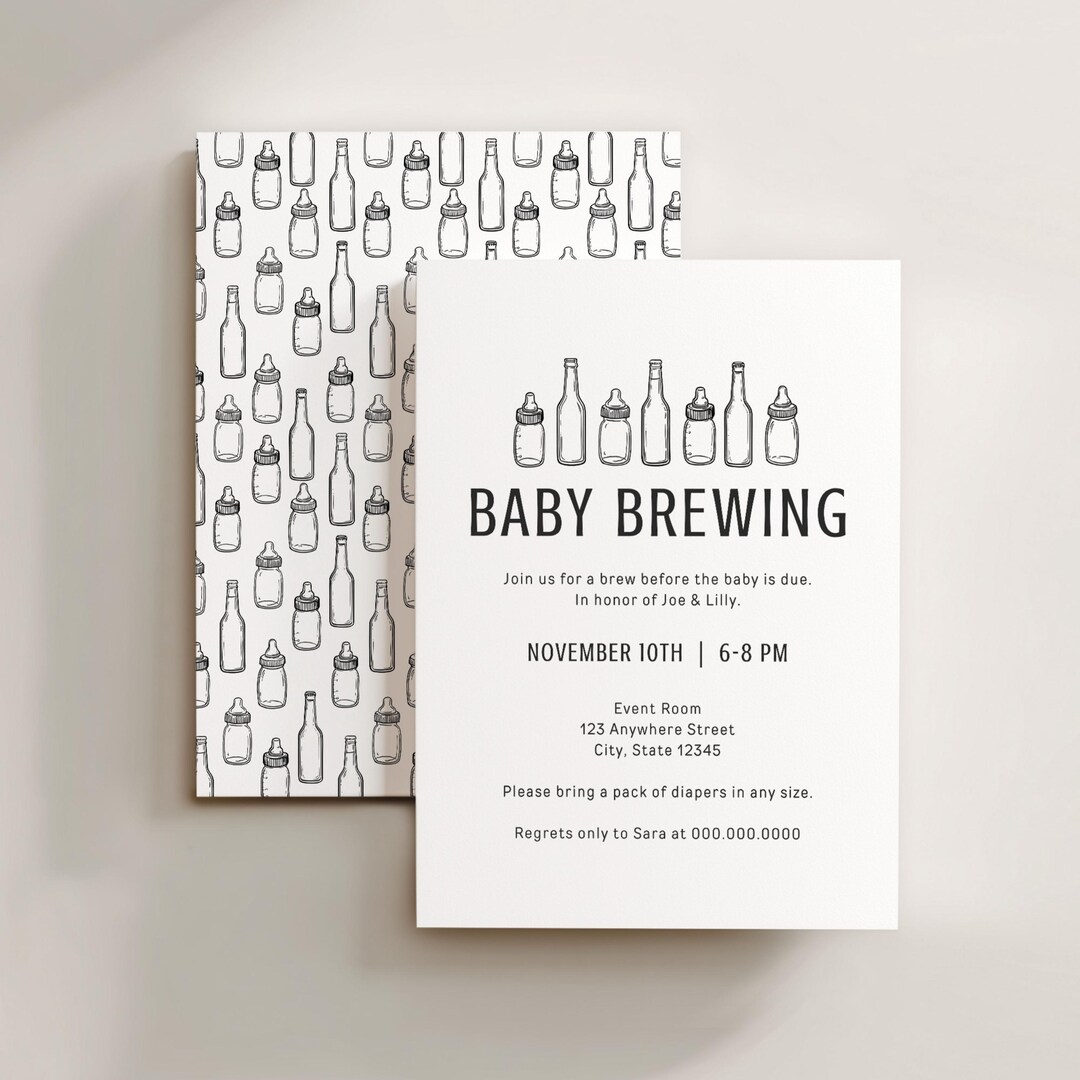 Diaper Keg Invitation, Baby Brewing, Diaper Party Invite: Editable Baby ...