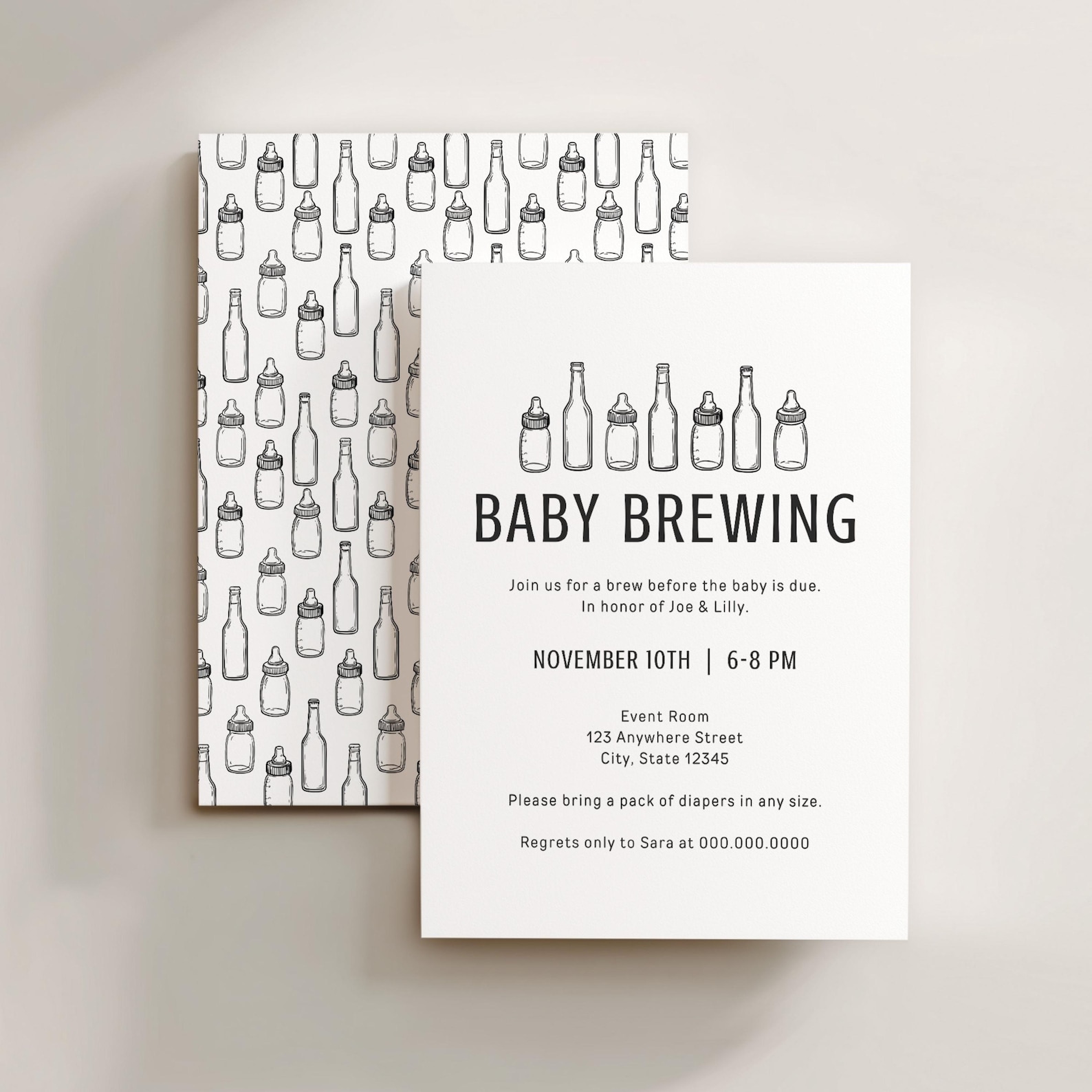 Diaper Keg Invitation, Baby Brewing, Diaper Party Invite: Editable Baby ...