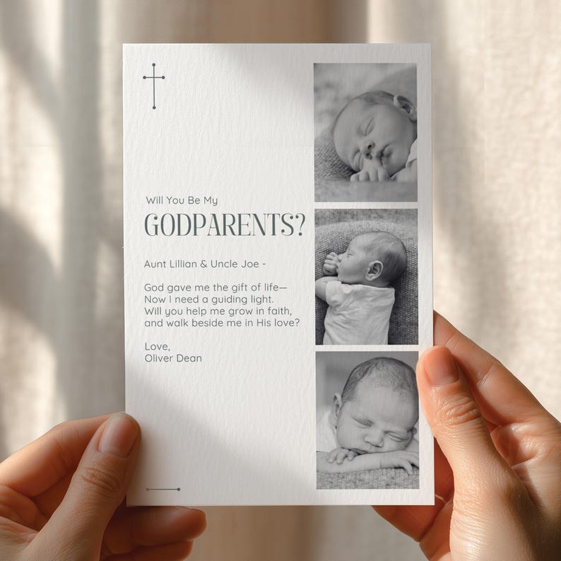Will You Be My Godparents Proposal Card Canva Template: Godparent ...