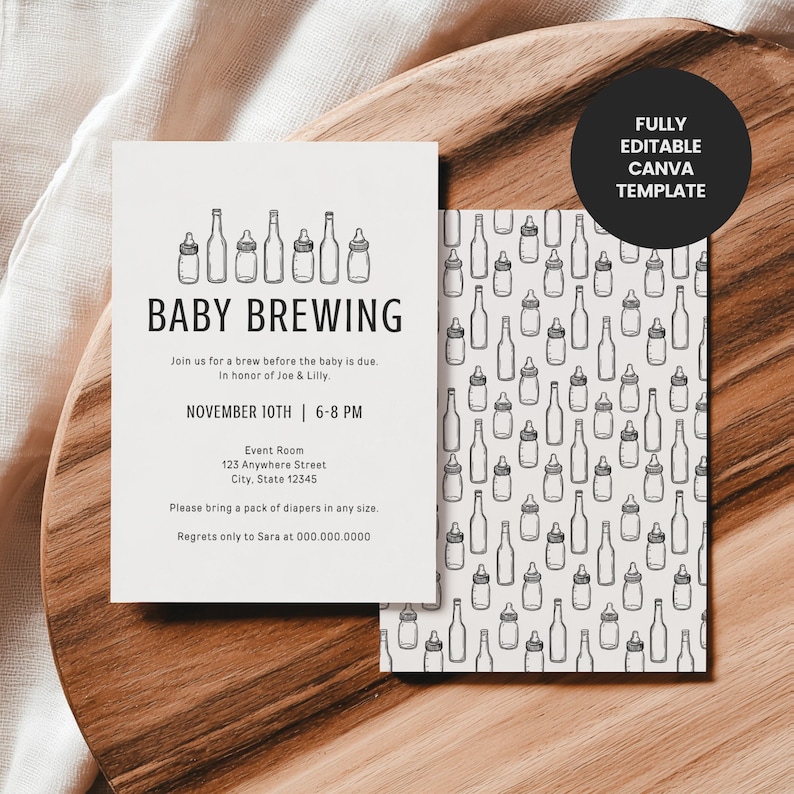 Diaper Keg Invitation, Baby Brewing, Diaper Party Invite: Editable Baby ...