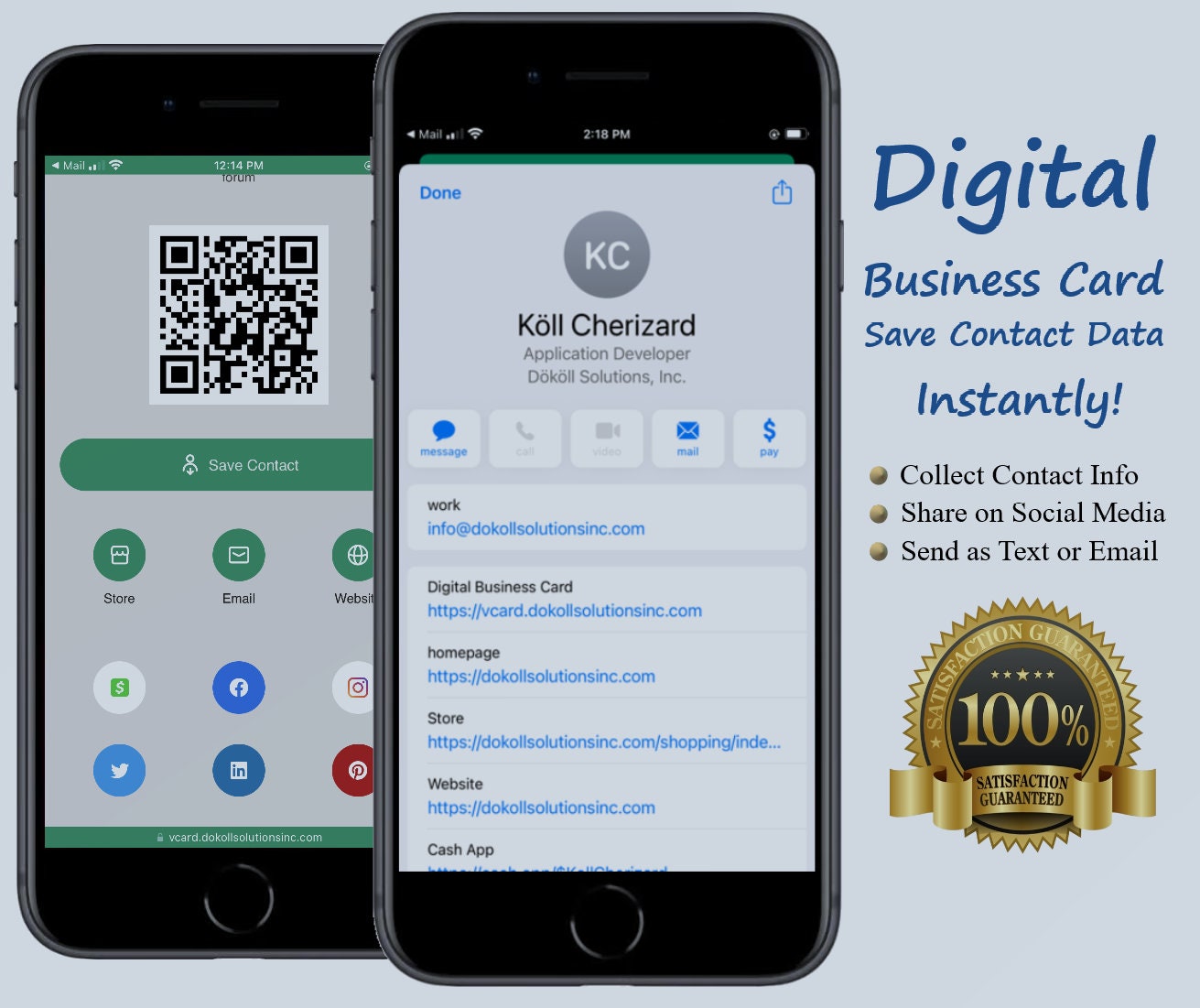 Personalized Easy to Use Digital Business Card With QR Code, Save ...