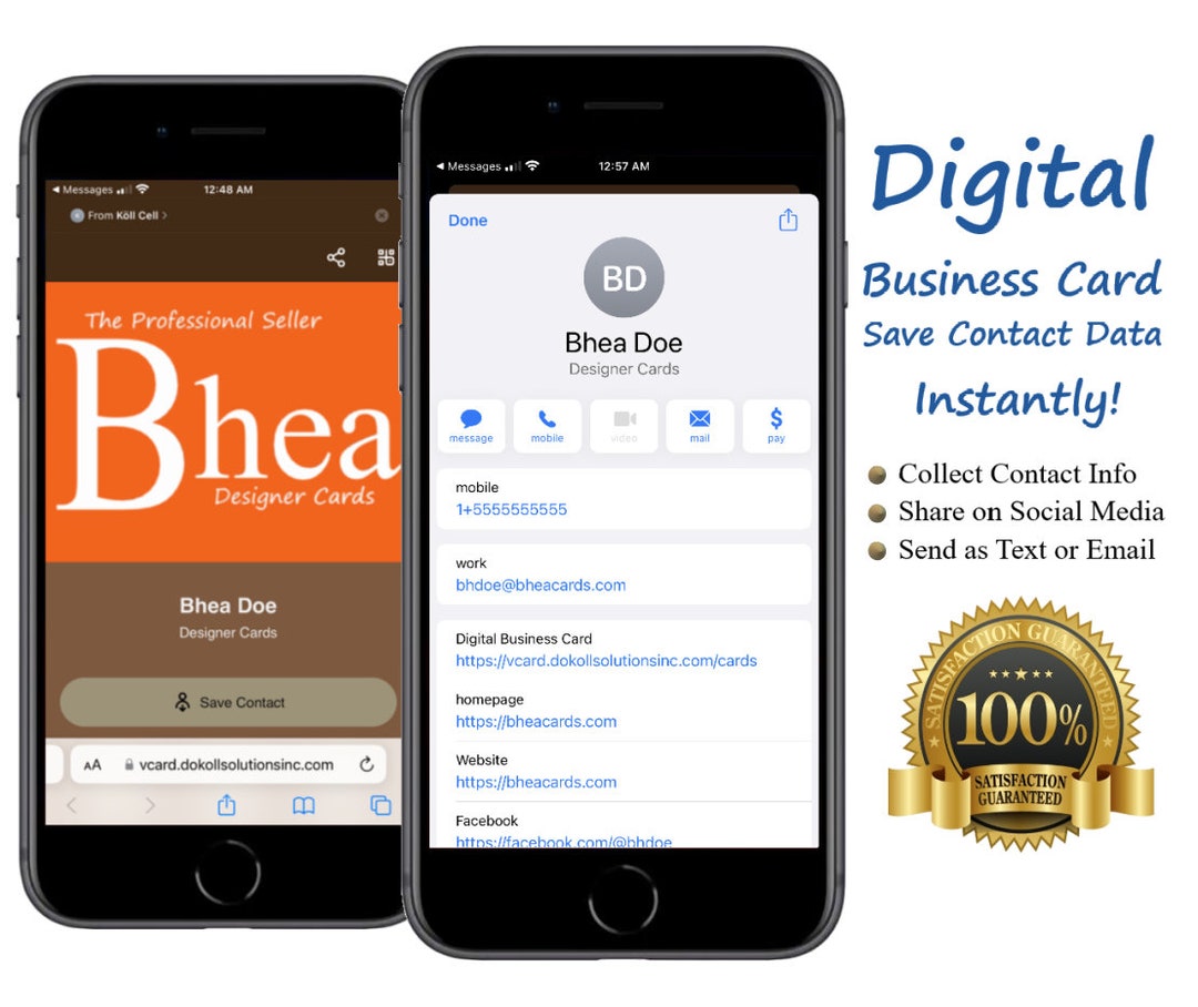 Well Designed Functional Digital Business Card, Make Contact Info ...