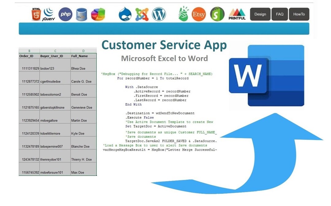 Excel Mail Merge App: Generate Thank You Letters to Word - Etsy