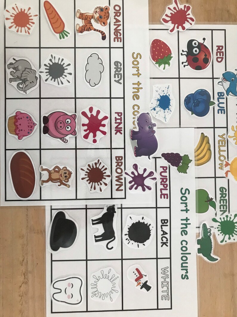 Colour Sorting/matching Worksheets, Busy Book Sheet, Learning Colours ...
