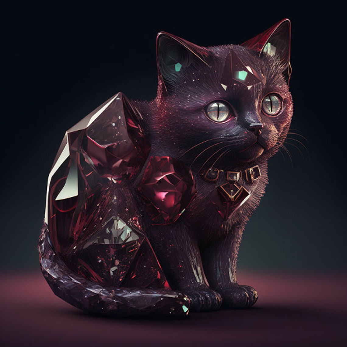 Garnet Gemstone Kitty - Etsy
