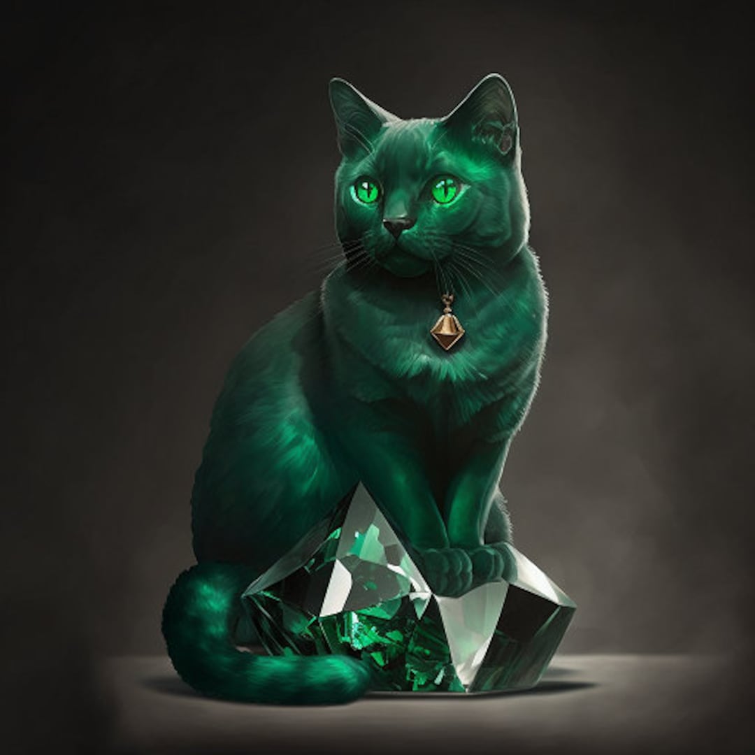 Emerald Birthstone Cat - Etsy