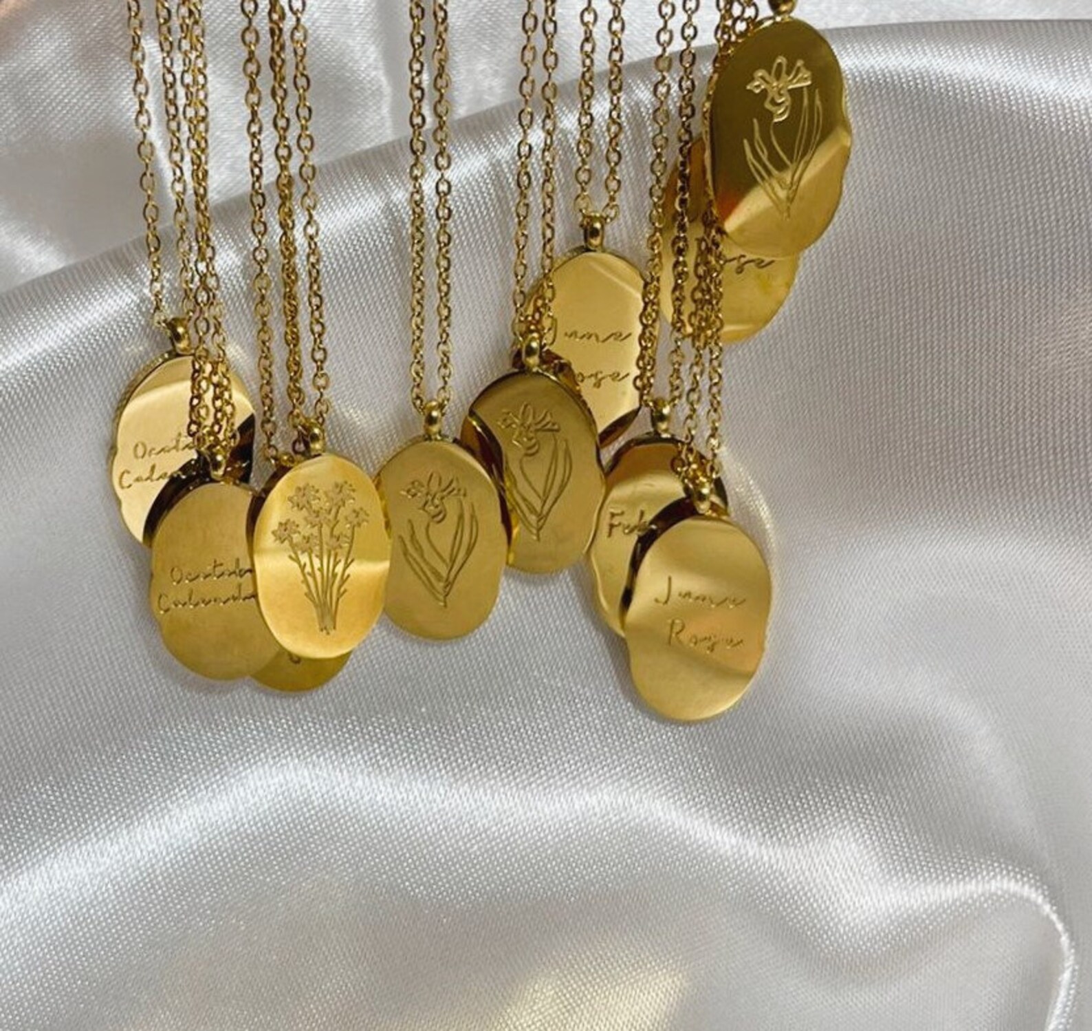 Gold Birth Flower Necklace Birth Month Necklace Birth Year - Etsy