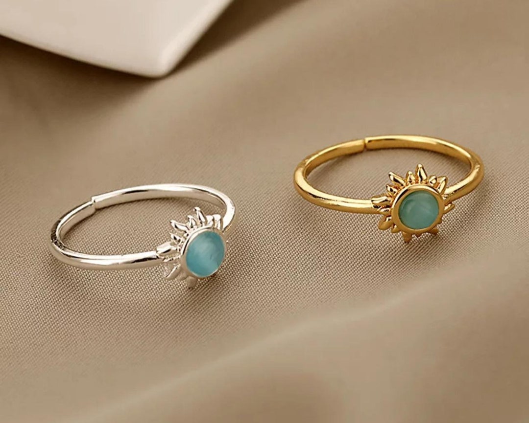 Sun Ring, Gold Sun Ring, Silver Sun Ring, Adjustable Ring, Mini Sun ...