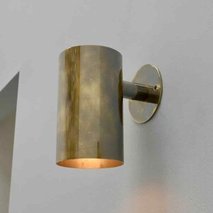 Wall Sconce Cylinder Shape Light Full Antique Raw Brass Italian Mid ...